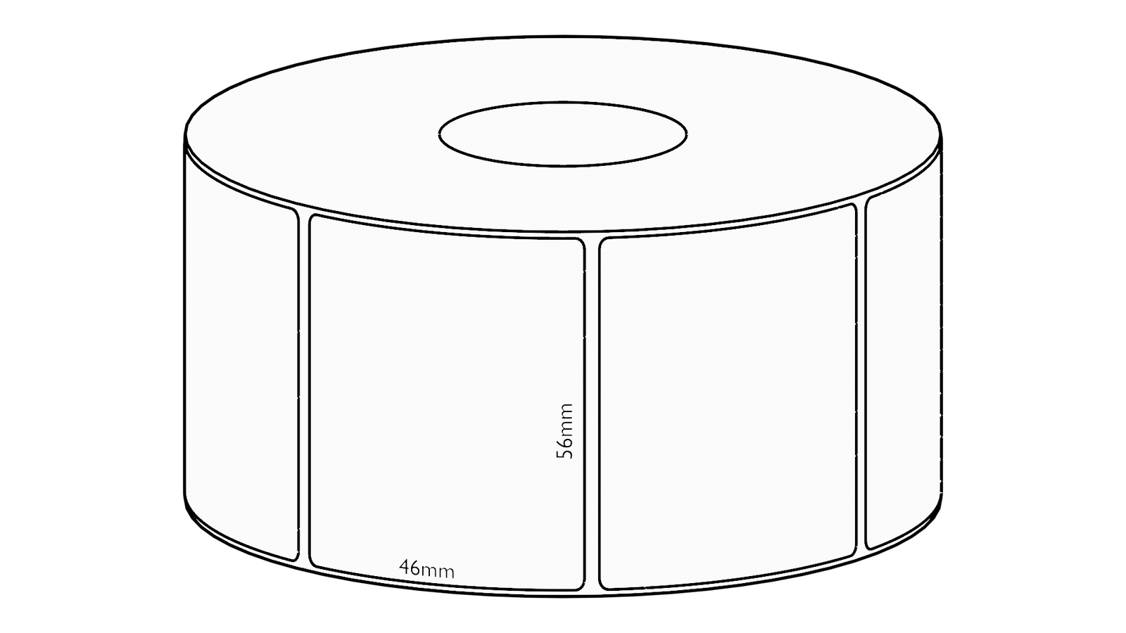 56x46mm Transfer Permanent Label, 3050 per roll, 76mm core - Thermal Labels