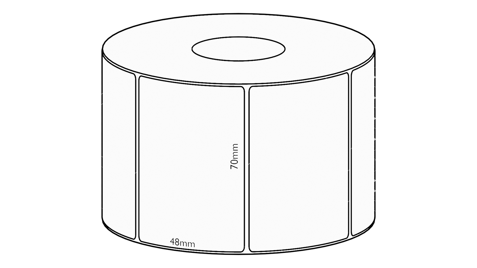 70x48mm Transfer Permanent Label, 2950 per roll, 76mm core - Thermal Labels